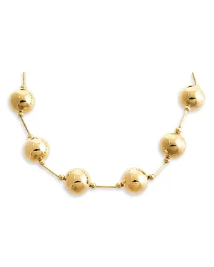 By Adina Eden Solid Large Ball And Bar Necklace, 15 + 1.5 Extender