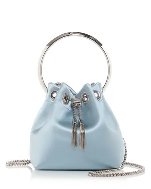 JIMMY CHOO Bon Bon Satin Ring Handle Bucket Bag