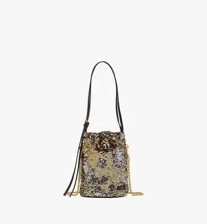 Mcm Himmel Sequin Drawstring Bucket Bag