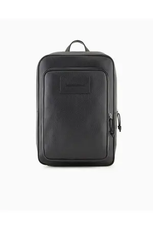 Emporio Armani Tumbled-leather Laptop Backpack - Black
