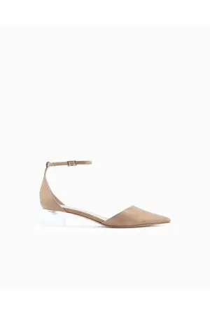 Giorgio Armani Laminated Suede D'orsay Court Shoes - Gold