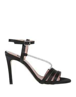 ISLO ISABELLA LORUSSO Satin Sandals With Crystal Appliqués - Black