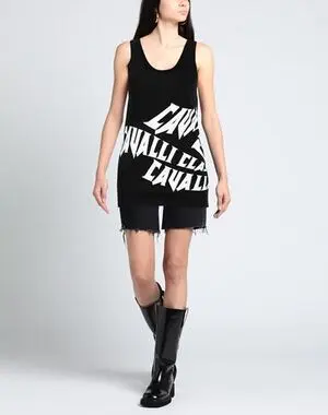 Roberto Cavalli Printed Jersey Top - Black