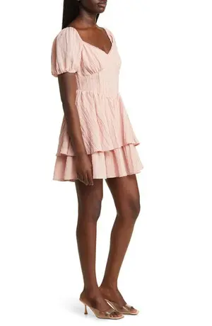 ALL IN FAVOR Crinkle Tiered Mini Dress