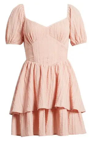 ALL IN FAVOR Crinkle Tiered Mini Dress