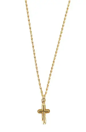 Argento Vivo Diamond Cut Cross Pendant Necklace - Gold