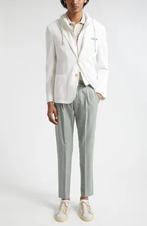 Eleventy Cotton-cashmere Sport Coat With Removable Hooded Bib