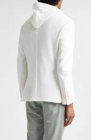 Eleventy Cotton-cashmere Sport Coat With Removable Hooded Bib