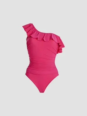 GOTTEX Tutti Frutti Ruffled One-shoulder One-piece Swimsuit