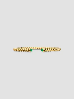 David Yurman Modern Cablespira Bracelet In 18k Yellow Gold Emerald