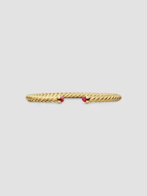 David Yurman Modern Cablespira Bracelet In 18k Yellow Gold Ruby