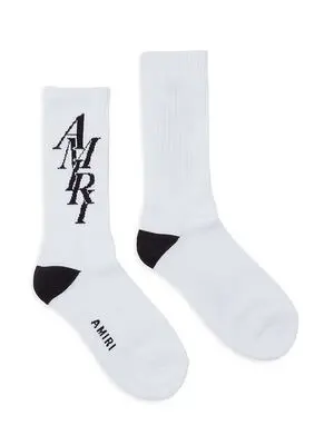 Amiri Men's Logo Crew Socks - Black  White Black