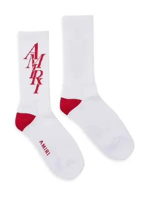 Amiri Men's Logo Crew Socks - Black  White Red