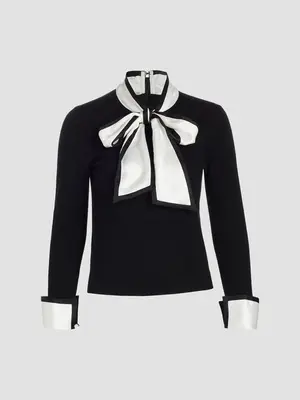 Alice + Olivia Justina Combination Wool Bow Sweater