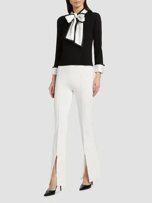 Alice + Olivia Justina Combination Wool Bow Sweater