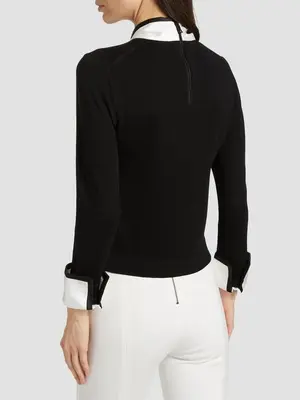 Alice + Olivia Justina Combination Wool Bow Sweater