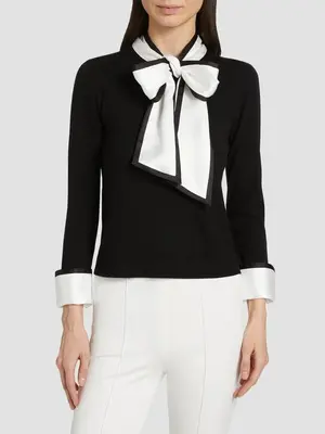 Alice + Olivia Justina Combination Wool Bow Sweater