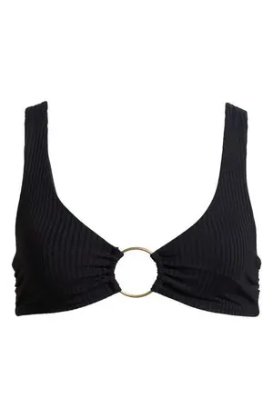Vitamin A® Lar Ring Detail Rib Bikini Top - Black
