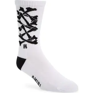 Amiri Bones Crew Socks - White/black