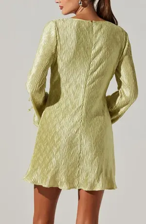 Astr The Label Long Sleeve Plissé Minidress