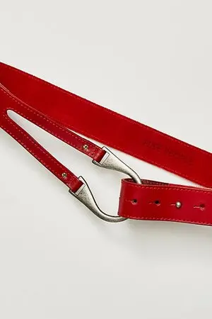 Free People Rising Sun Leather Hip Belt - Cherry Pie