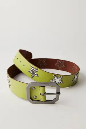Free People Starcrossed Studded Leather Belt - Limelight