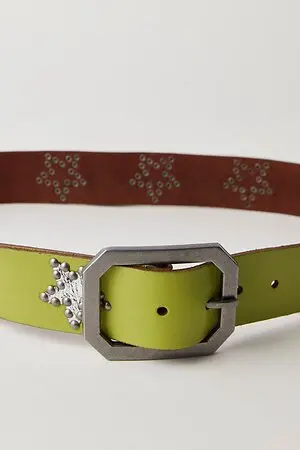 Free People Starcrossed Studded Leather Belt - Limelight