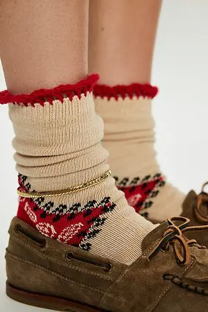 Free People Free People Raggedy Ankle Socks Cherry Tomato