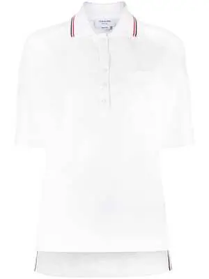 Thom Browne Rwb-stripe Seersucker Polo Top - White