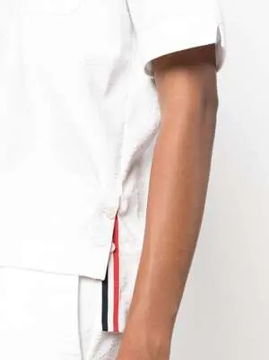 Thom Browne Rwb-stripe Seersucker Polo Top