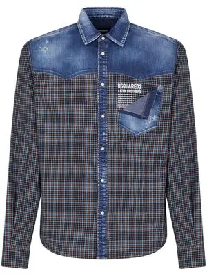 Dsquared2 Checked Panelled Denim Shirt