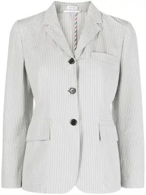 Thom Browne Striped Seersucker Single-breasted Blazer
