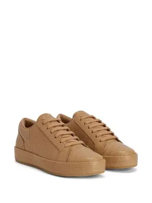 GIUSEPPE ZANOTTI Crocodile-embossed Low-top Sneakers - Brown