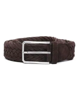 Canali Braided Suede Belt - Brown