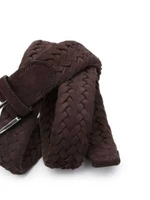 Canali Braided Suede Belt - Brown