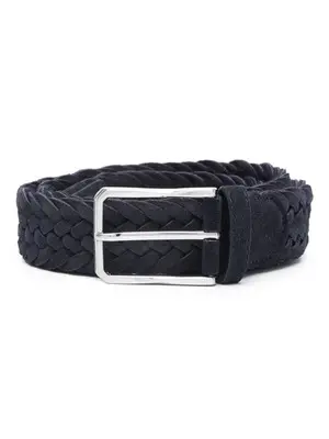 Canali Braided Suede Belt - Blue