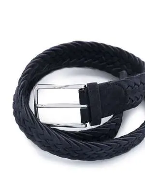 Canali Braided Suede Belt - Blue