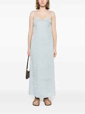 Emporio Armani Linen Blend Jacquard Midi Dress