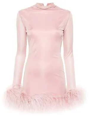 16Arlington Luna Feather-trim Draped Minidress