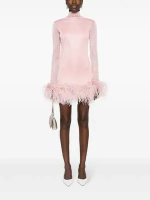 16Arlington Luna Feather-trim Draped Minidress