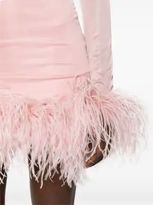 16Arlington Luna Feather-trim Draped Minidress