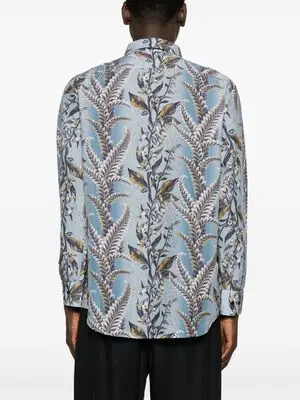 Etro Botanical-print Cotton Shirt - Blue
