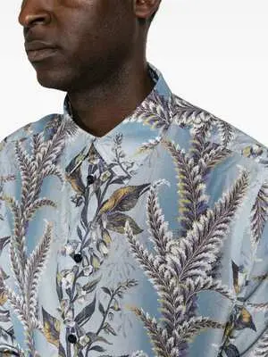 Etro Botanical-print Cotton Shirt - Blue
