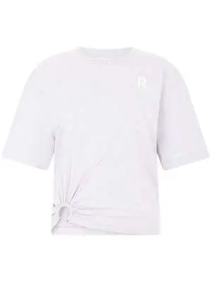 Rabanne Gathered-detail Cotton T-shirt - Grey
