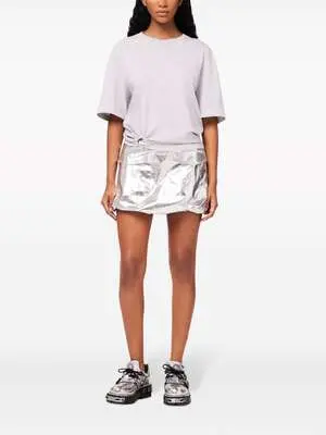 Rabanne Gathered-detail Cotton T-shirt - Grey