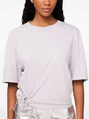 Rabanne Gathered-detail Cotton T-shirt - Grey