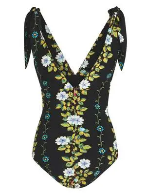 Etro Floral-print V-neck Swimsuit