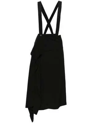 Yohji Yamamoto Draped Satin Shoulder Strap Skirt