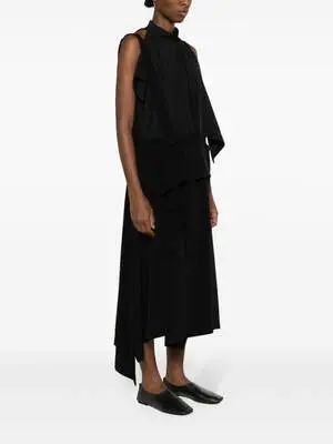 Yohji Yamamoto Draped Satin Shoulder Strap Skirt