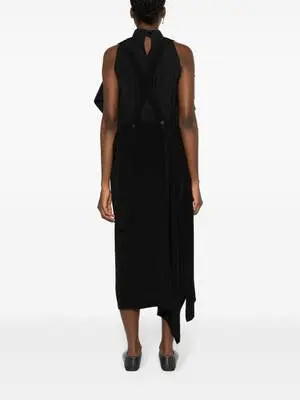 Yohji Yamamoto Draped Satin Shoulder Strap Skirt